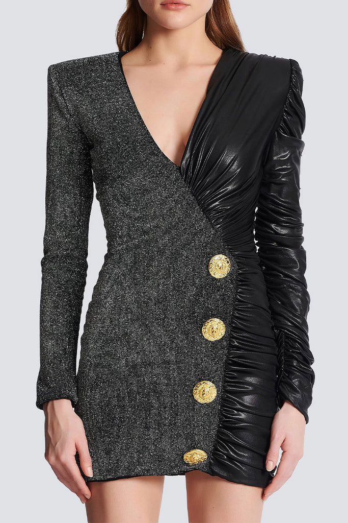 Dual-Fabric Draped Wrap Dress by Balmain – Boyds